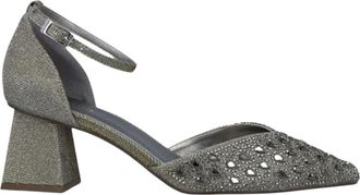 Menbur Femme, Chaussures, Gris, Taille: 36 EU Escarpin &agrave; talon bloc avec bride de cheville en cristal
