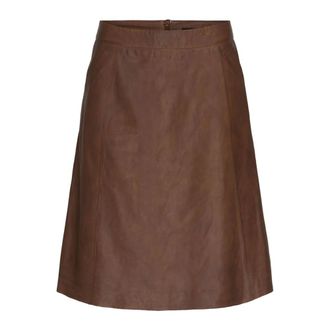 BTF-CPH Midi A-Linie Lederrock Dunkles Cognac - - Skirts - Damen - Braun - M