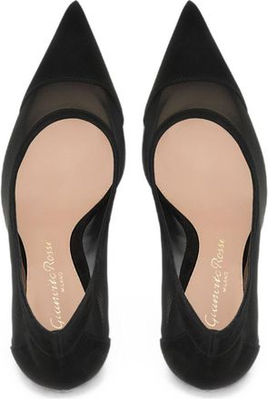 Gianvito Rossi Mesh and Suede Pump - Black