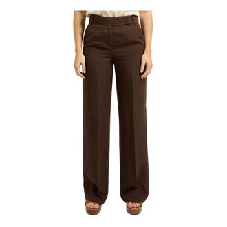 Pennyblack Femme, Pantalons, Brun, Taille: 42 FR Pantalon Large en Lin M&eacute;lang&eacute;