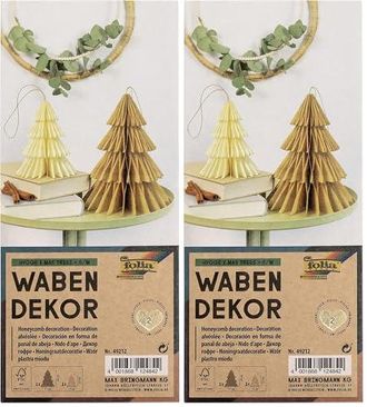 Folia 49212 - Wabendekor Hygge Xmas Trees, Weihnachtsanh&auml;nger 2er Set, H&ouml;he ca. 20 und 13 cm, Faltbare Weihnachtsdeko f&uuml;r innen (Packung mit 2)