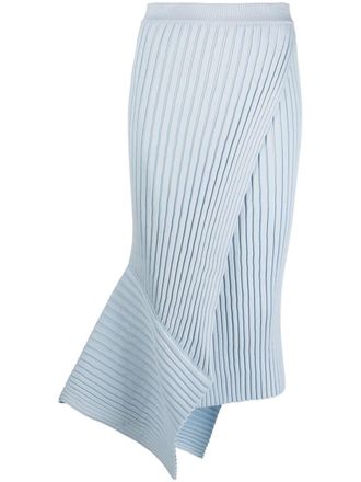 Stella McCartney jupe mi-longue en maille nervur&eacute;e - Bleu