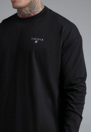 Siksilk T-Shirt SikSilk Herren Schwarzes Langarm T-Shirt