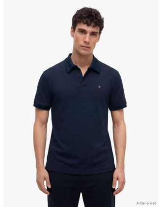 Tommy Hilfiger Performance - Polo structur&eacute; coupe classique - Bleu fonc&eacute;