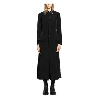 Yohji Yamamoto Femme, Manteaux, Noir, Taille: 40 FR Manteau long &agrave; lacets au dos