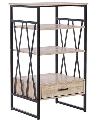 Beliani Regal Hellbraun Holzoptik Metallgestell Schublade 3 F&auml;cher Industriell Keene