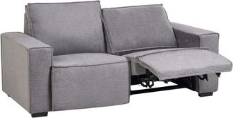 Beliani Sofa Grau aus Stoff 3-Sitzer Gepolstert Elektrisch Verstellbar Relax Funktion f&uuml;r 3 Personen Modernes Retro Design Couch Wohnzimmerm&ouml;bel