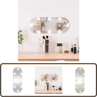 vidaXL Vidaxl - Wandspiegel mit LED-Leuchten 20x50 cm Glas Oval - Wandspiegel - LED-Spiegel - Dekospiegel - Badspiegel - Wohnzimmerspiegel