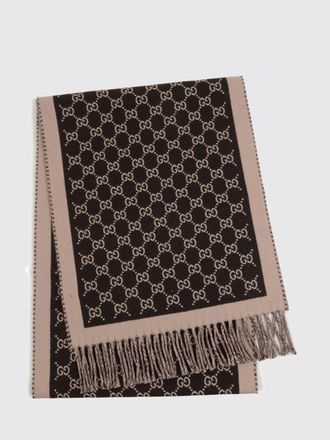 Gucci &Eacute;charpe en laine avec motif monogramme GG en jacquard et ourlet &agrave; franges