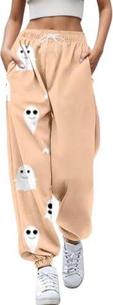 Generic Pantalon de surv&ecirc;tement pour femme - Pantalon de yoga taille haute avec poches - Combinaison d&eacute;chauffement, beige, 4XL