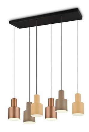 Trio Trio Suspension Agudo 319400617, Métal Noir mat, Abat-jour Métal Café/Beige/Taupe, sauf 6x E27