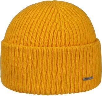 Stetson Classic Uni Wollm&uuml;tze Damen Herren Made in Italy 100% Wolle Gestrickt Beanie Herbst Winter gelb One Size