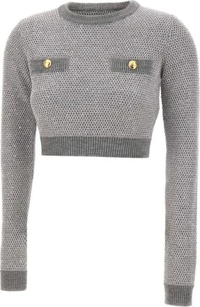 Elisabetta Franchi Femme, Pulls, Gris, Taille: 38 FR Top En Maille Avec Sequins