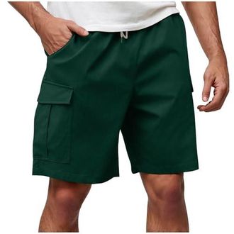 Generico Short cargo d&eacute;t&eacute; court type chinois avec nombreuses poches et taille &eacute;lastique pour homme en coton, vert, XXL