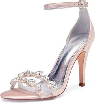 Generic Chaussures De Mariage Femmes Mari&eacute;e Sexy Open Toe High Heels Bureau Travail Soir Hauts Sandale 10.5Cm,Champagne,39 EU