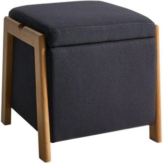 Beliani Pouf mit Stauraum EDLAND Stoff 45 cm 43 cm Schwarz