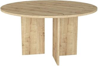 Vente-Unique Table &agrave; manger ronde 6 personnes - Naturel clair - TOPANIA