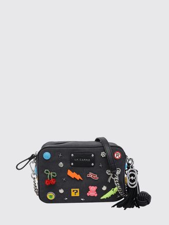La Carrie Mini sac cam&eacute;ra en toile brod&eacute;e avec clous