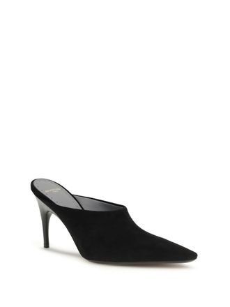 Balenciaga Womens Duchesse Suede Mule Black-Gold Pumps Black/gold High Heel Shoes