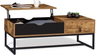 IDMarket Idmarket - Table basse plateau relevable rectangulaire chicago 1 tiroir design industriel