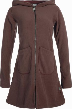 vishes Alternative Bekleidung - Einfarbiger Eco Fleecemantel mit Kapuze braun 44