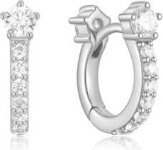 Ania Haie Melodic Poet Sparkling Pavé Huggie Hoop Boucles doreilles créoles en argent sterling avec 18 zircons, diamètre 7,5 mm, boîte cadeau incluse