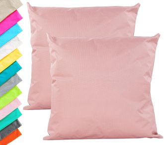 JACK 2er Set Outdoor Kissenhülle Kissenbezug 45x45cm Wasserfest Sitzkissen Lounge Kissen Garten Stuhl Lotus Effekt, Farbe:Altrosa