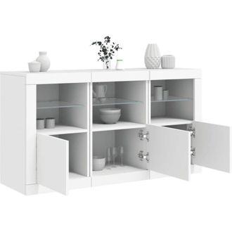 vidaXL Buffet avec lumi&egrave;res led blanc 123x37x67 cm