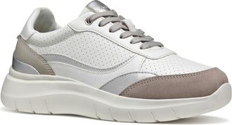 Geox Damen D PLUMMERY B Sneaker, White/Rock, 37 EU