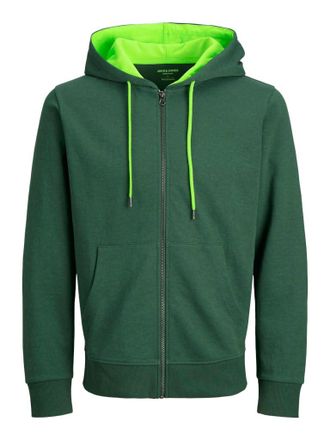 Jack & Jones Herren JJEBASIC Sweat Zip Hood Kapuzensweater mit Rei&szlig;verschluss, Trekking Green/Green Gecko, XXL