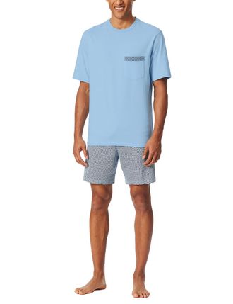 Schiesser Herren Schlafanzug kurz Rundhals-Comfort Nightwear Pyjamaset, air_180261, 62