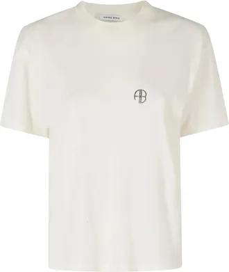 Anine Bing Femme, Tops, Blanc, Taille: 40 FR Walker Tee Soft Stencil