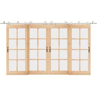 vidaXL Schiebet&uuml;r-Beschlagsatz 200 cm Edelstahl Silbern - Vidaxl