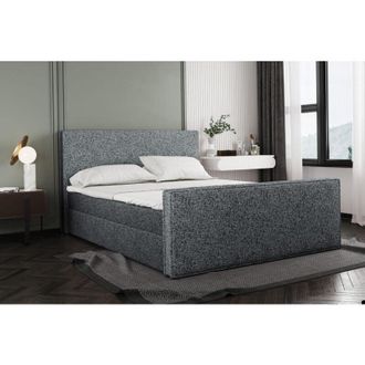 KAISER Boxspringbett mit bettkasten und matratze + topper lila stof Puente Dunkelgrau 140x200 cm