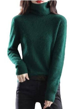 Generic Pull en tricot à manches longues pour femme - Col haut - Doux et chaud, Dark En8, XL