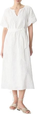 Comma Midi-Kleid aus Viskose mit Stickerei und Ballon-&Auml;rmeln