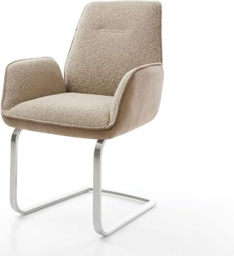 DELIFE Freischwinger Zoa-Flex Materialmix Schlamm Freischwinger flach Edelstahl Taschenfederkern, Esszimmerstühle