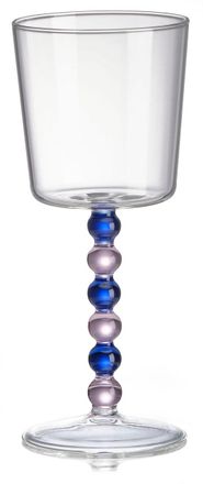 IVV set of 2 tall goblets in transparent borosilicate glass with pink/blue stem h-20 cm