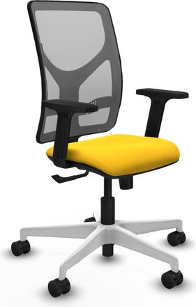 Piqueras y Crespo Gepolsterter B&uuml;rostuhl mit 2D-Armlehnen, h&ouml;henverstellbare Lendenwirbelst&uuml;tze, ausgestattet mit 3 Positionen und Schneidschaum, Grau/Gelb