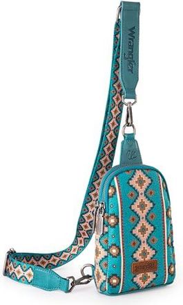 Wrangler Sac &agrave; bandouli&egrave;re Southwest &agrave; motif azt&egrave;que - Sac &agrave; bandouli&egrave;re tendance, Turquoise fonc&eacute;, Taille unique