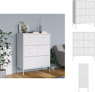 vidaXL Schubladenschrank Wei&szlig; 80x35x101,5 cm Stahl - Schubladenschrank - Lagerschrank - Aufbewahrungsraum - Metallschrank - Wei&szlig;es Regal