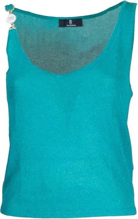 Fracomina Femme, Tops, Bleu, Taille: 44 FR D&eacute;bardeur en maille
