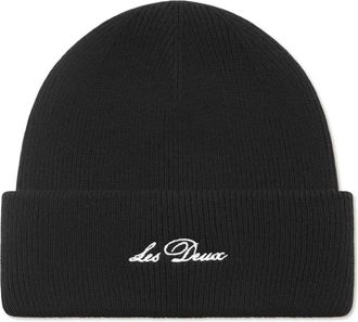 Les Deux Strickmütze aus Wolle mit Label-Schriftzug in