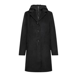 Street One Manteau avec col &agrave; revers et insert capuche - Femme - Manteaux - Noir - Taille: 36 FR