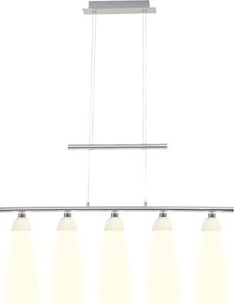 Brilliant Lampe Tonja LED Pendelleuchte 5flg chrom/wei&szlig; | 5x 5W LED integriert (COB), (285lm, 3000K) | H&ouml;henverstellbar durch Gegengewicht