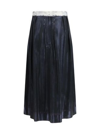 Maison Margiela Womens Foil-Treated Midi Skirt Black Acetate; Silk