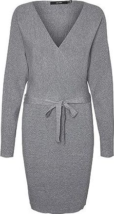 Vero Moda Robe Longue en Tricot VMHOLLYREM pour Femme, M&eacute;lange de Gris Moyen., XL