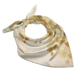 Generic Écharpe carrée en soie avec feuilles deucalyptus - Écharpe vintage légère pour cheveux - Respirant - Cadeau pour femme et homme, multicolore, 46x46cm