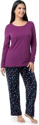 Fruit Of The Loom Sueded Jersey Crew Top and Fleece Pant Sleep Set Ensemble de Pijama, Baies et confettis Multiples, 4XL Femmes