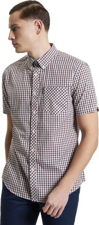 Ben Sherman Herren Signature House Check Shirt Kurzarm Button-Down-Kragen, rot, 3XL